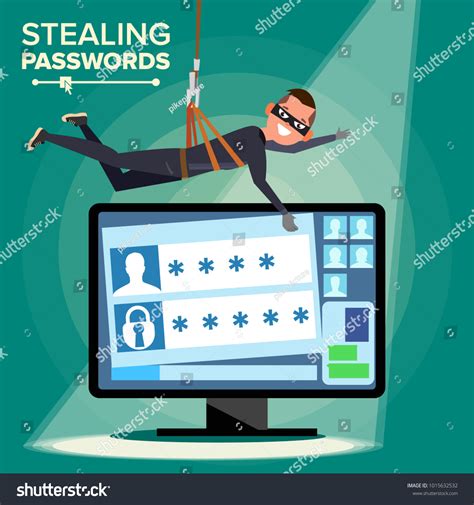 Thief Hacker Stealing Password Vector Thief Stock Vector Royalty Free 1015632532 Shutterstock
