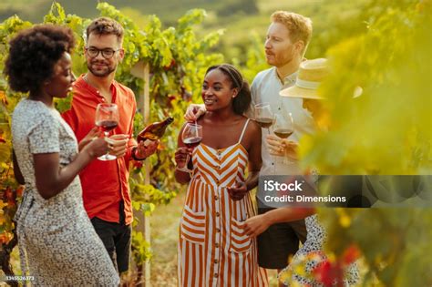 야외에서 와인 한 잔을 가진 친구 마시기에 대한 스톡 사진 및 기타 이미지 마시기 붉은 포도주 포도주 시음 Istock