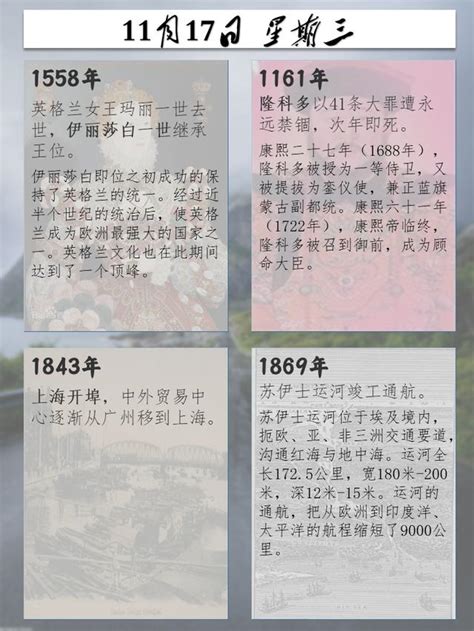歷史上的今天 11月17日——星期三 每日頭條