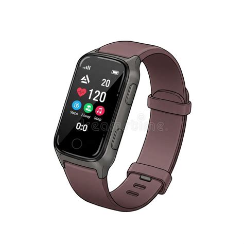 Smartwatch With A Rectangular Black Screen Displaying Heart Rate Steps And Fitness Stock