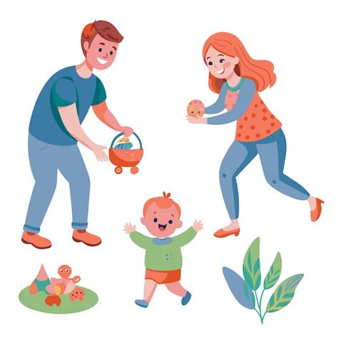 Счастливая семья из трех человек играет вместе Премиум Ai сгенерированный вектор