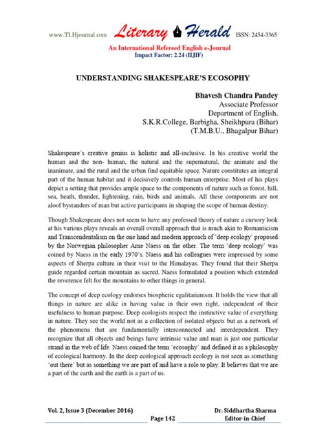 Understanding Shakespeares Ecosophy Pdf As You Like It Nature
