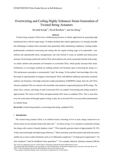Pdf Overtwisting And Coiling Highly Enhances Strain Generation Of Twisted String Actuators