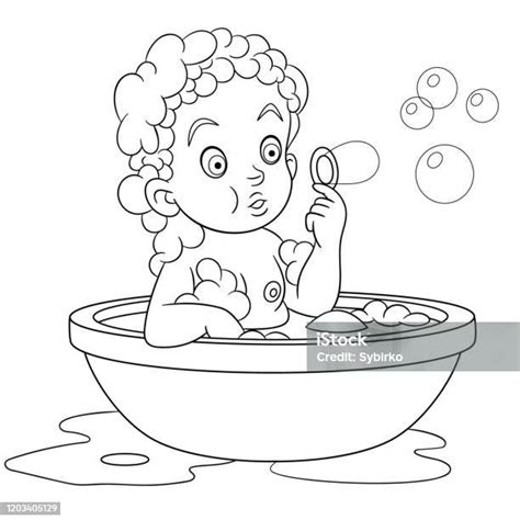 샤워를 복용 하는 욕실에서 만화 아기 소년의 색칠 페이지 2 3 살에 대한 스톡 벡터 아트 및 기타 이미지 2 3 살 4 5세 가정 생활 Istock