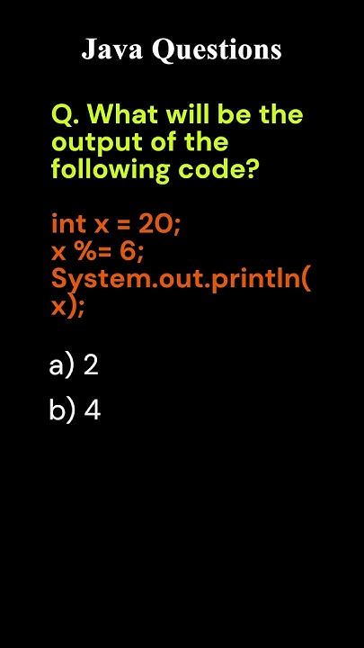 Java Interview Qanda Part 22 Output Of Code Using Modulus Operator