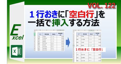 【excelエクセル】1行置きに空白行を挿入and追加する方法。表の並べ替え機能を使って最速で！ Excelの森
