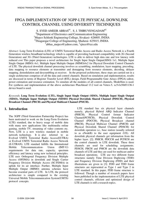 PDF FPGA Implementation Of GPP LTE Physical Downlink Control Channel Using Diversity Techniques