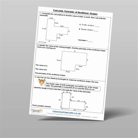 Year 4 Calculate The Perimeter Of Rectilinear Shapes Homework Resource