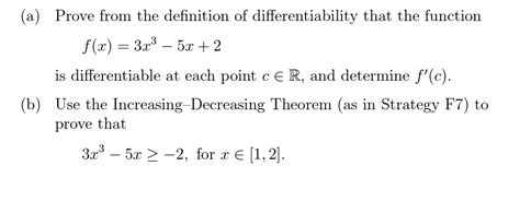 Solved A Prove From The Definition Of Differentiability