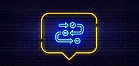 Survey Progress Line Icon Algorithm Sign Neon Light Speech Bubble