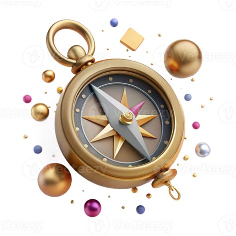 Magnificent Creative Vintage Pocket Compass Top View Cutout Element