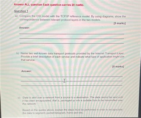Solved Question 1 A Compare The Osi Model With The Tcpip