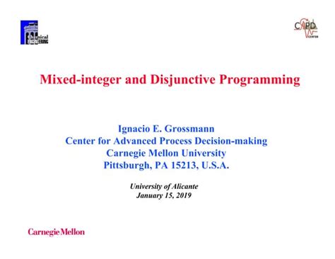 Mixed Integer And Disjunctive Programming Ignacio E Grossmann Pdf