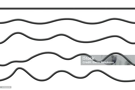 현실적인 전선 케이블 전력 에너지 유연한 두꺼운 네트워크 코드 검은색 전기 컴퓨터 연결 전선 원활한 라인 케이블 흰색 배경에 벡터 그림 케이블에 대한 스톡 벡터 아트 및