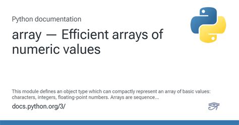 Array — Efficient Arrays Of Numeric Values — Python 3137 Documentation
