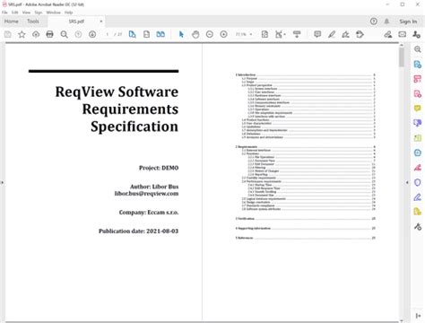 Export Documents To PDF ReqView Documentation