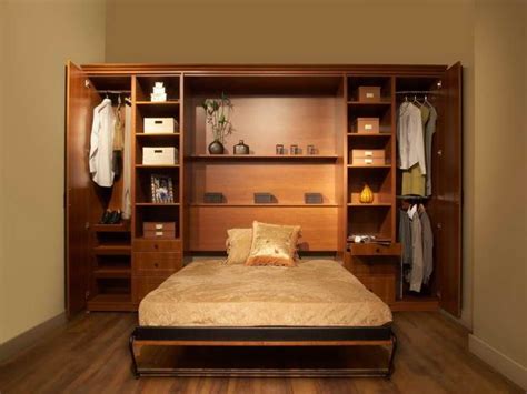 Custom Wall Mounted Bed With Wardrobe Cupboard Storage Attached At