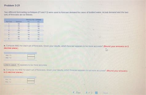 solved problem 3 21 two different forecasting techniques f1