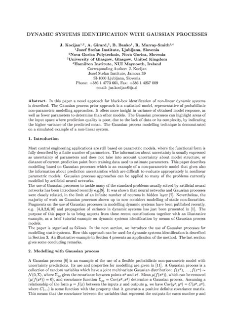 Pdf Dynamic Systems Identification With Gaussian Processes