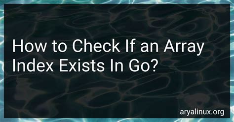 How To Check If An Array Index Exists In Go In 2024
