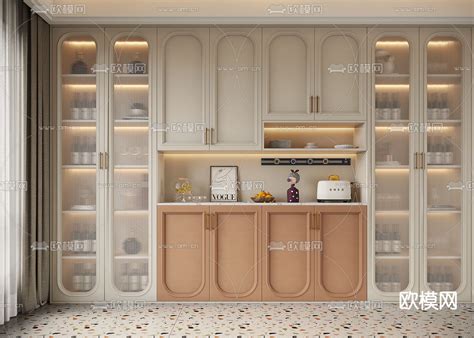 奶油风酒柜 餐边柜3d模型下载id130169623dmax免费模型 欧模网