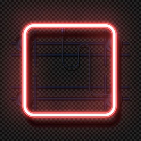 Rectangle Neon Lamp Realistic Square Fluorescent Light 3d Geometric By Spicytruffel