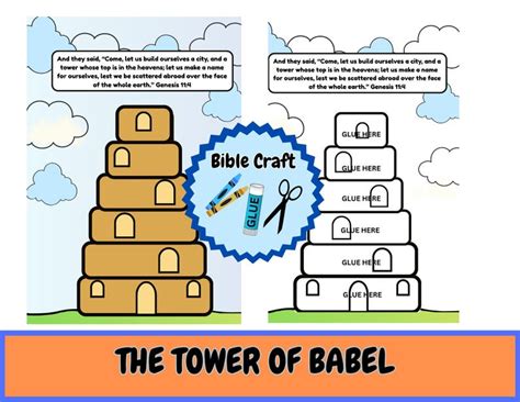Sunday School Lesson Tower Of Babel Printable Craft Etsy