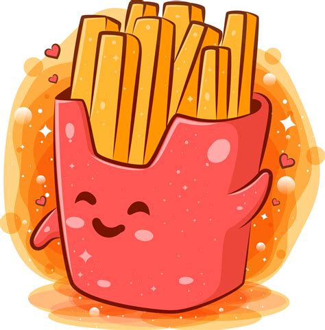Batata Frita Personagem De Desenho Animado Kawaii 4859122 Vetor No Vecteezy