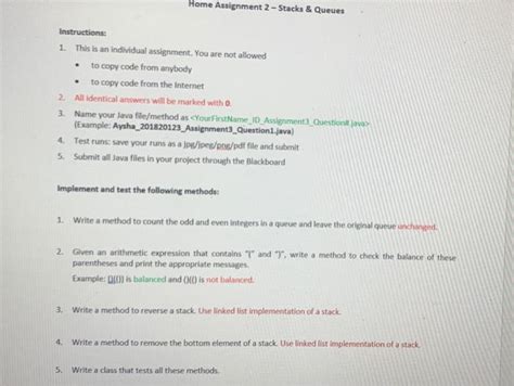 Solved Home Assignment 2 Stacks And Queues Instructions 1