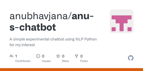 Github Anubhavjana Anu S Chatbot A Simple Experimental Chatbot Using Nlp Python For My Interest