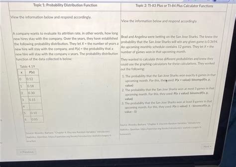 Solved Topic 1 Probability Distribution Function Topic 2 Chegg Com