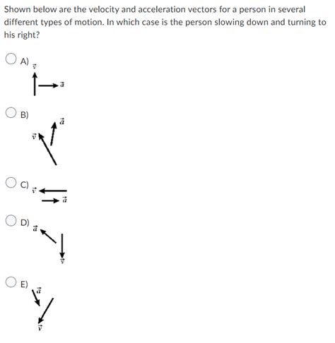 Solved Shown Below Are The Velocity And Acceleration Vectors