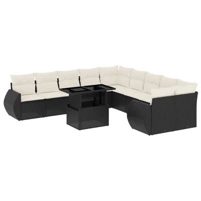 Vidaxl 11 Piece Patio Sofa Set With Cushions Black And Cream Poly