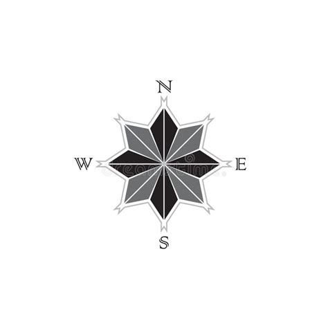Black Windrose Sign Stock Vector Illustration Of North 80332011