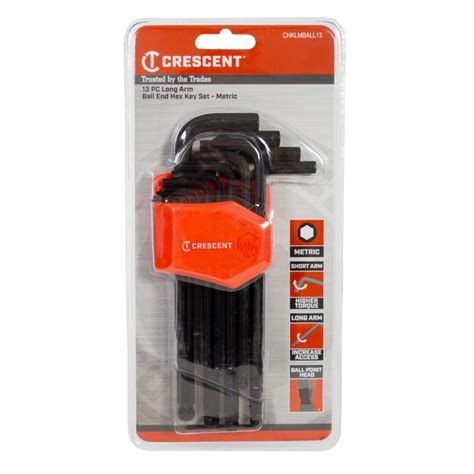 Crescent 13pc Long Ball End Metric Hex Key Set Chklmball13 Robsons Tool King Store
