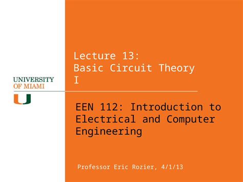 Pptx Lecture 13 Basic Circuit Theory I Een 112 Introduction To
