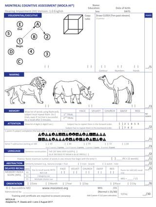 Moca Hi Hoja Para Uso Profesional Con Experiencia Cognitiva Pdf