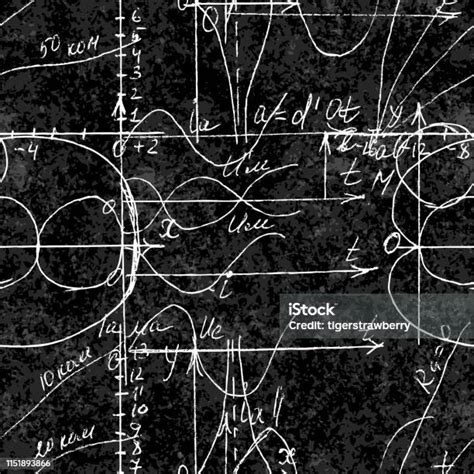 손으로 쓴 수학 공식 수학 관계 또는 기호로 표현 된 규칙 덧셈 뺄셈 곱셈 나눗셈 등의 다양 한 작업으로 완벽 한 끝 없는 패턴 배경 배경 주제에 대한 스톡 벡터 아트 및