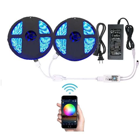 Wifi Smart Controlled LED Strip Light With DC V Power Supply Waterproof M LEDs RGB Lighting