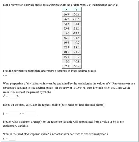 Solved Run A Regression Analysis On The Following Bivariate