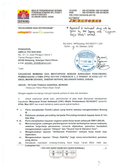 Tnb Ppu Cyberjaya 1 Kelulusan Pelan Kerja Tanah Pdf