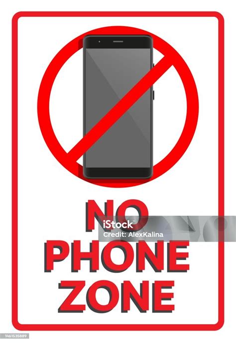 Telephone Warning Stop Sign Icon With Text No Phone Zone Vector Stock