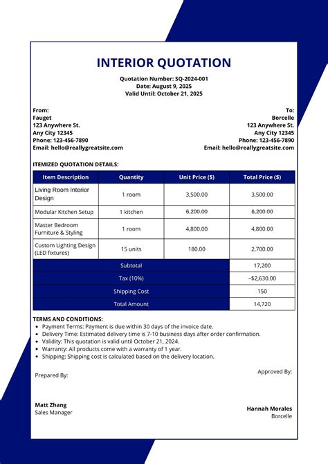 Interior Design Quotation Format Pdf