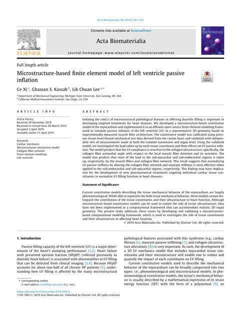 PDF Microstructure Based Finite Element Model Of Left Ventricle