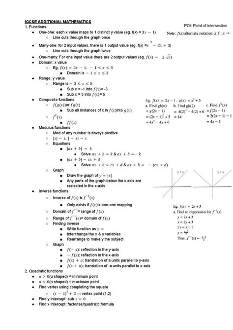 Additional Mathematics 0606 Cambridge Igcse Exam Notes Studylast