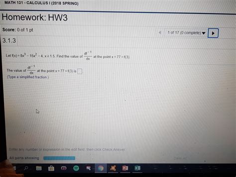 Solved Math 131 Calculus 2018 Spring Homework Hw3 Score