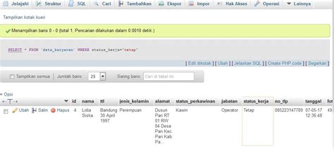 menampilkan database berdasarkan nilai pada kolom tertentu root93