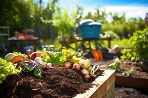 Premium Ai Image Kitchen Scrap Compost Pile On A Sunny Day