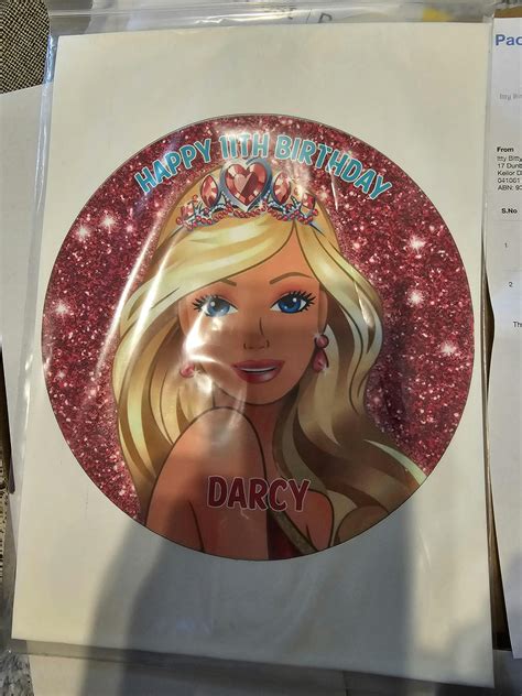 Barbie Round Edible Cake Image Itty Bitty Cake Toppers