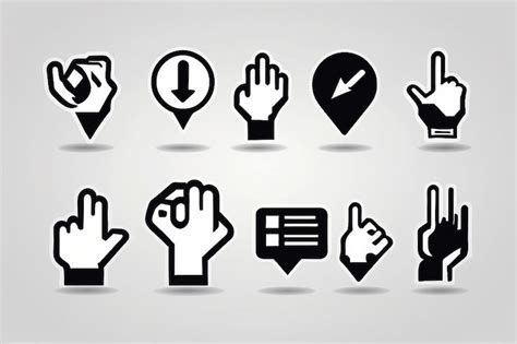 Hand Cursor Icon Set Click Icon Vector Hand Click Pointer Premium Ai